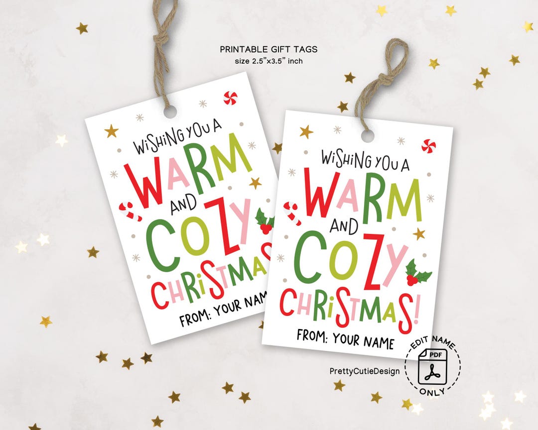Christmas Gift Tags, Warm Cozy Printable, Holiday Favor Label for ...