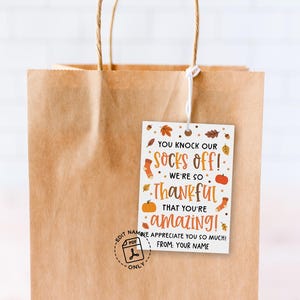 You Knock Our Socks off Thanksgiving Gift Tags Printable, Fall Sock ...