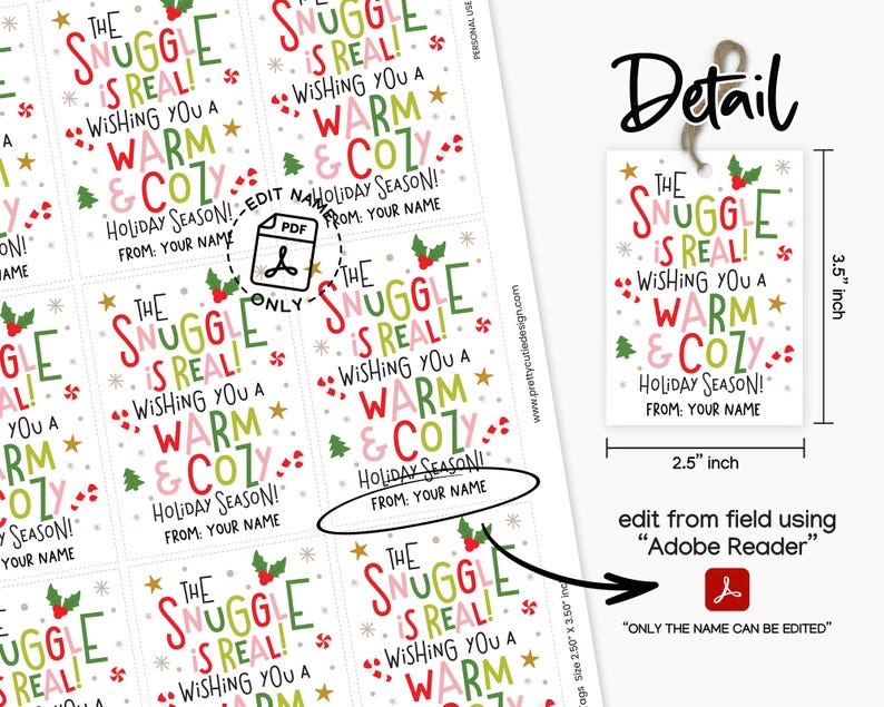Cozy Christmas Gift Tags Printable, the Snuggle is Real, Warm & Cozy ...