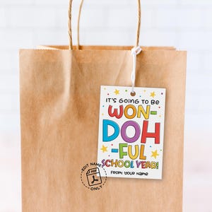 Back to School Tags, Printable First Day of School Gift Tag, Play Dough ...