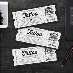 Editable Tattoo Gift Ticket Template: Printable Tattoo Voucher - Etsy