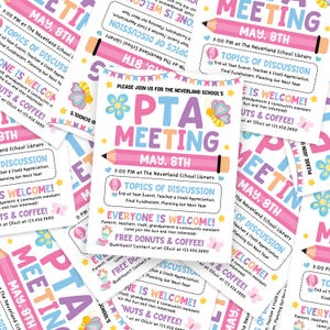 PTA PTO Meeting Flyer Bundle Printable, Editable 12 Month School ...