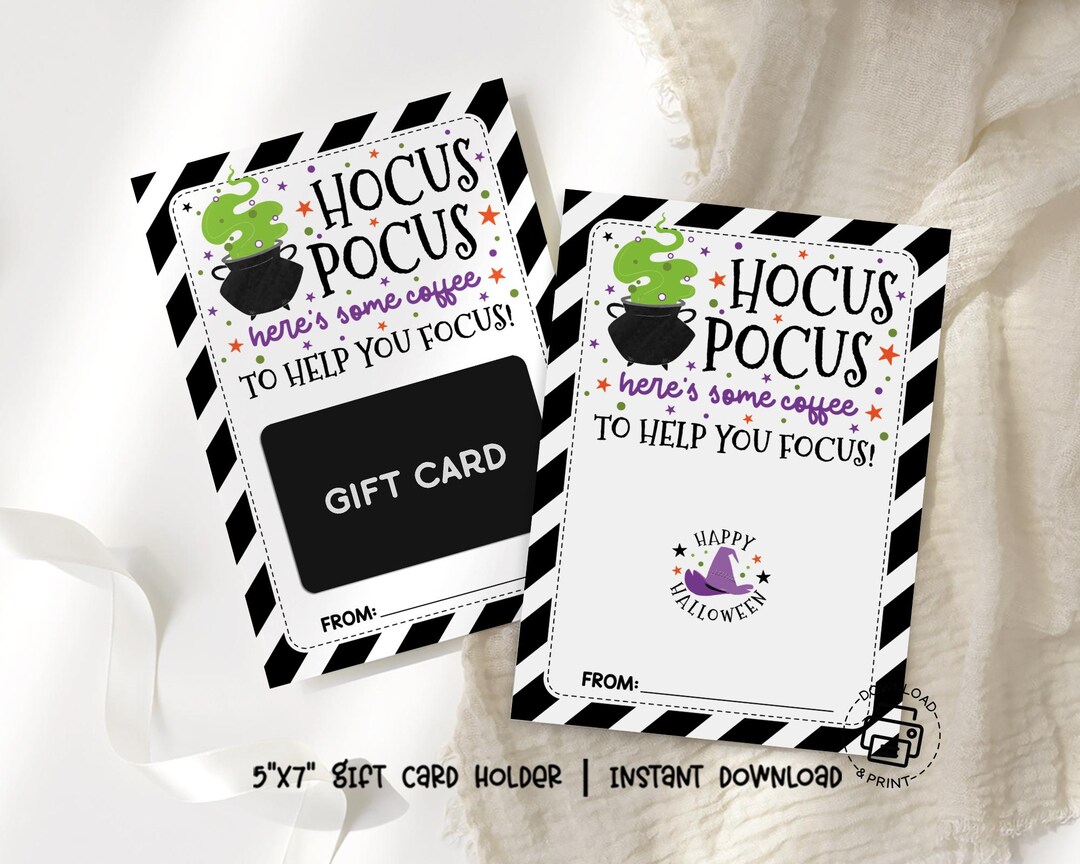 Printable Halloween Hocus Pocus Gift Card Holder Instant Download ...