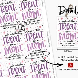 Mother’s Day Gift Tag Printable, Just a Little Treat for a Mom so Sweet ...