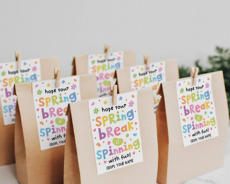 Spring Break Gift Tags Printable, Spinning With Fun, Classroom Treat ...