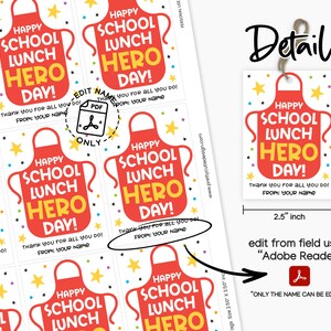 School Lunch Hero Day Tag, School Lunch Lady Tag, School Staff ...