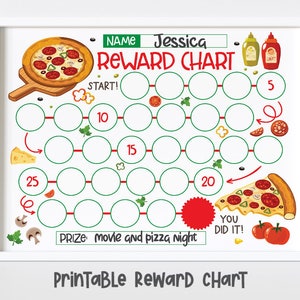 Pizza Reward Chart for Kids, Simple Kids Reward Chart, Cute Pizza ...
