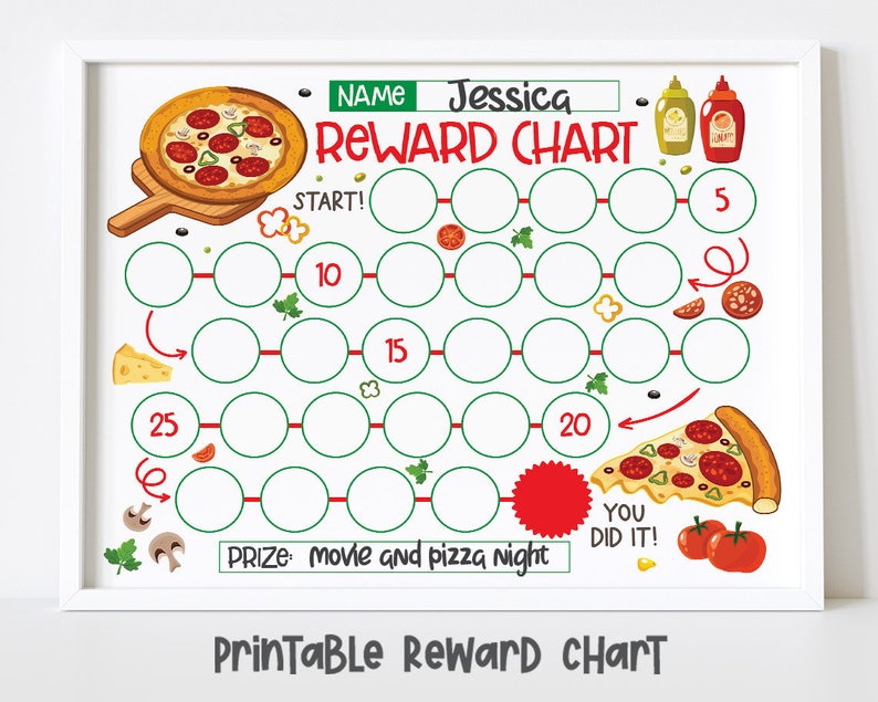 Pizza Reward Chart for Kids Simple Kids Reward Chart Cute - Etsy