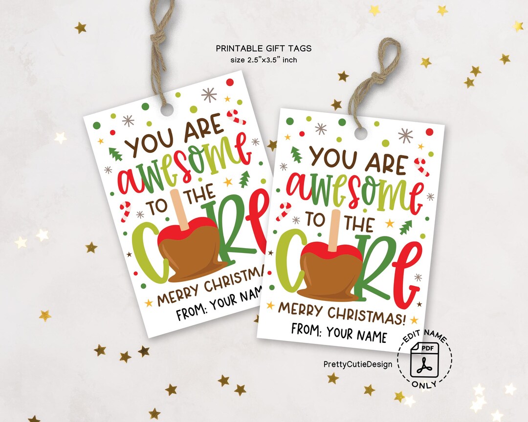 Caramel Apple Gift Tag, Teacher Christmas Favor (printable) - Etsy