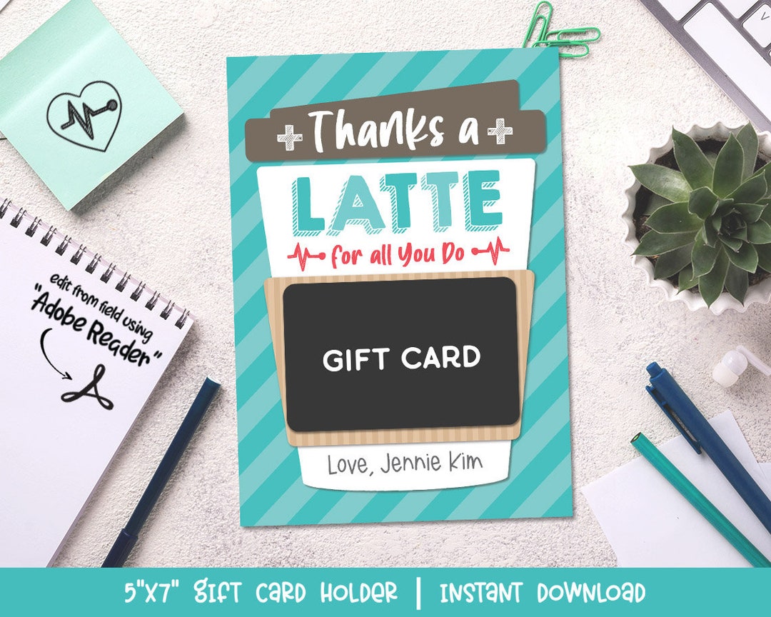 Thanks a Latte for All You Do, Nurses Day Thank You Gift Card Holder ...