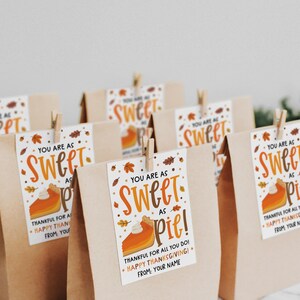 Thanksgiving Gift Tags Printable: Sweet as Pie Tags for Coworker ...