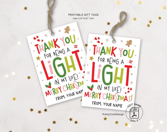 Set of 5 Christmas Lights Gift Tags / Handmade / Christmas Gift Tags ...