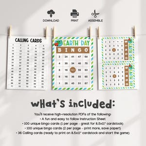 Earth Day Bingo Printable Numbers Game, 100 Cards for Classroom or ...