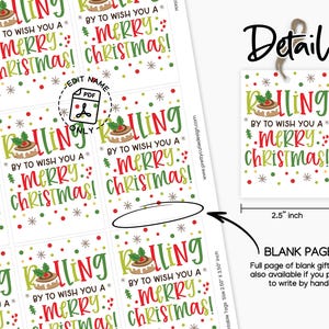 Christmas Gift Tag Printable, Rolling by Pun, Cinnamon Roll Treat ...