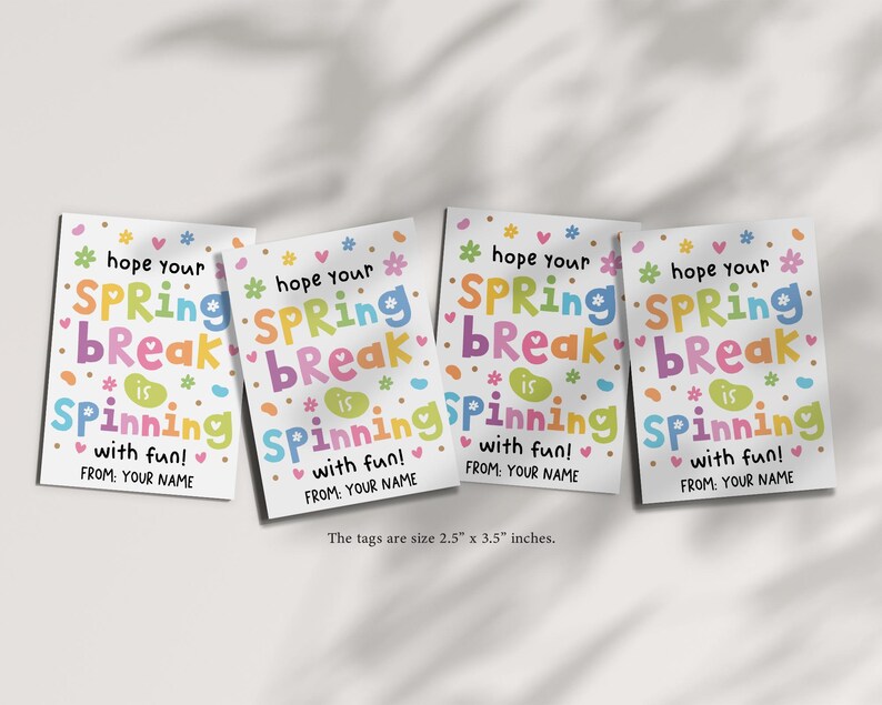 Spring Break Gift Tags Printable, Spinning With Fun, Classroom Treat ...