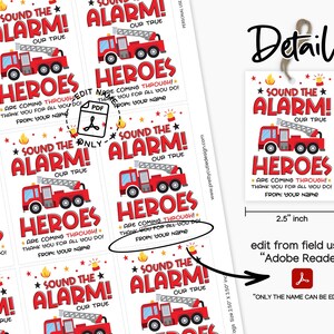 Firefighter Appreciation Tags Printable, Sound the Alarm Firefighter ...