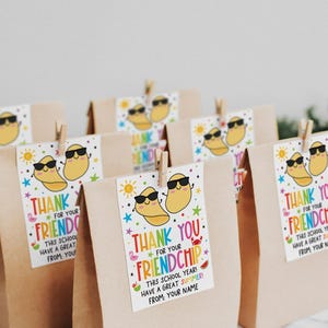 Thank You for Your Friendchip Gift Tags, Last Day of School Printable ...