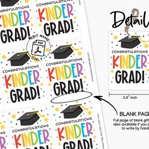 Congratulations Kinder Grad Gift Tag Printable, Kindergarten Graduation ...