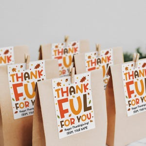Thanksgiving Gift Tags Printable, Thankful for You Teacher and Staff ...