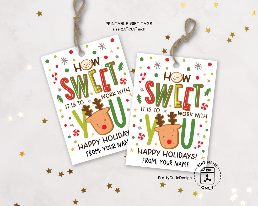 How Sweet It is to Work With You, Christmas Coworker Gift Tags ...