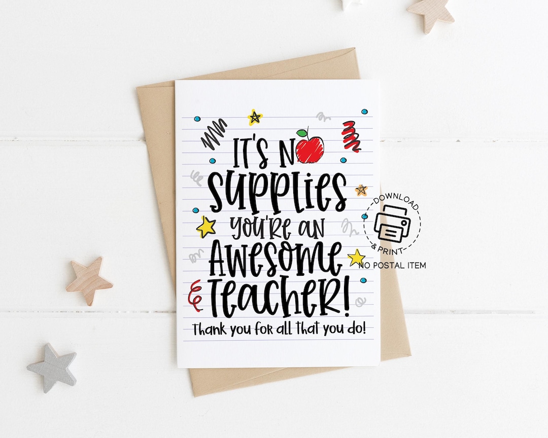 Teacher Appreciation Card Printable, Funny Pun Thank You Note for ...