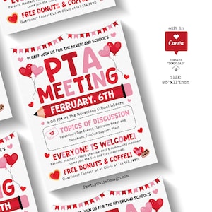 PTA PTO Meeting Flyer Bundle Printable, Editable 12 Month School ...