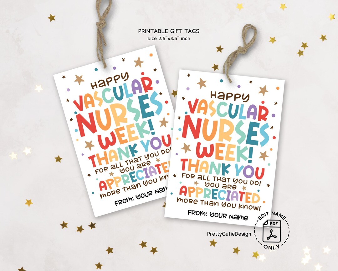 Vascular Nurses Week Tag Printable, You Are Appreciated Nurse Gift Tag ...