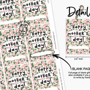 Mothers Day Gift Tags Printable, Mothers Day Flowers Tag, Mother's Day ...