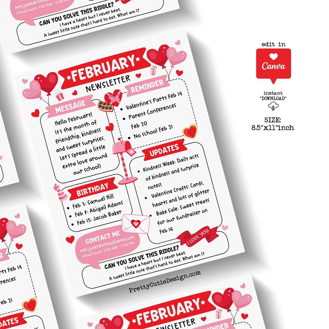Editable Monthly Classroom Newsletter Template: Canva Printable (8.5x11 ...
