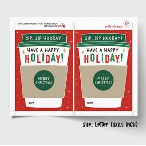 Christmas Gift Card Holder, Happy Holiday Coffee Gift Card, Teacher ...