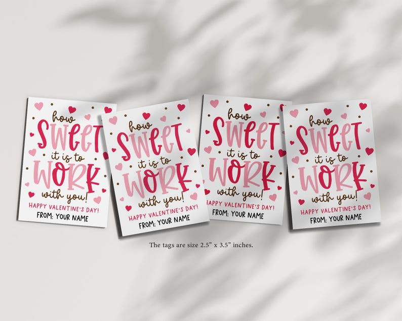 Valentine Coworker Gift Tags, Sweet Workplace Appreciation Printable ...