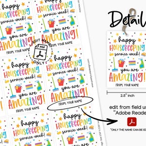 Housekeeping Appreciation Week Gift Tags, Housekeeping Thank You Gift ...