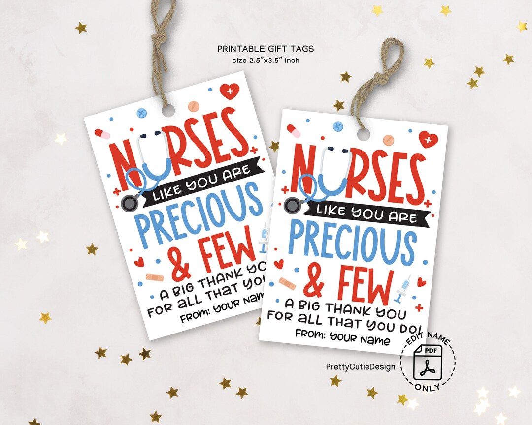 Nurse Appreciation Gift Tags: Printable Thank You (PDF) - Etsy