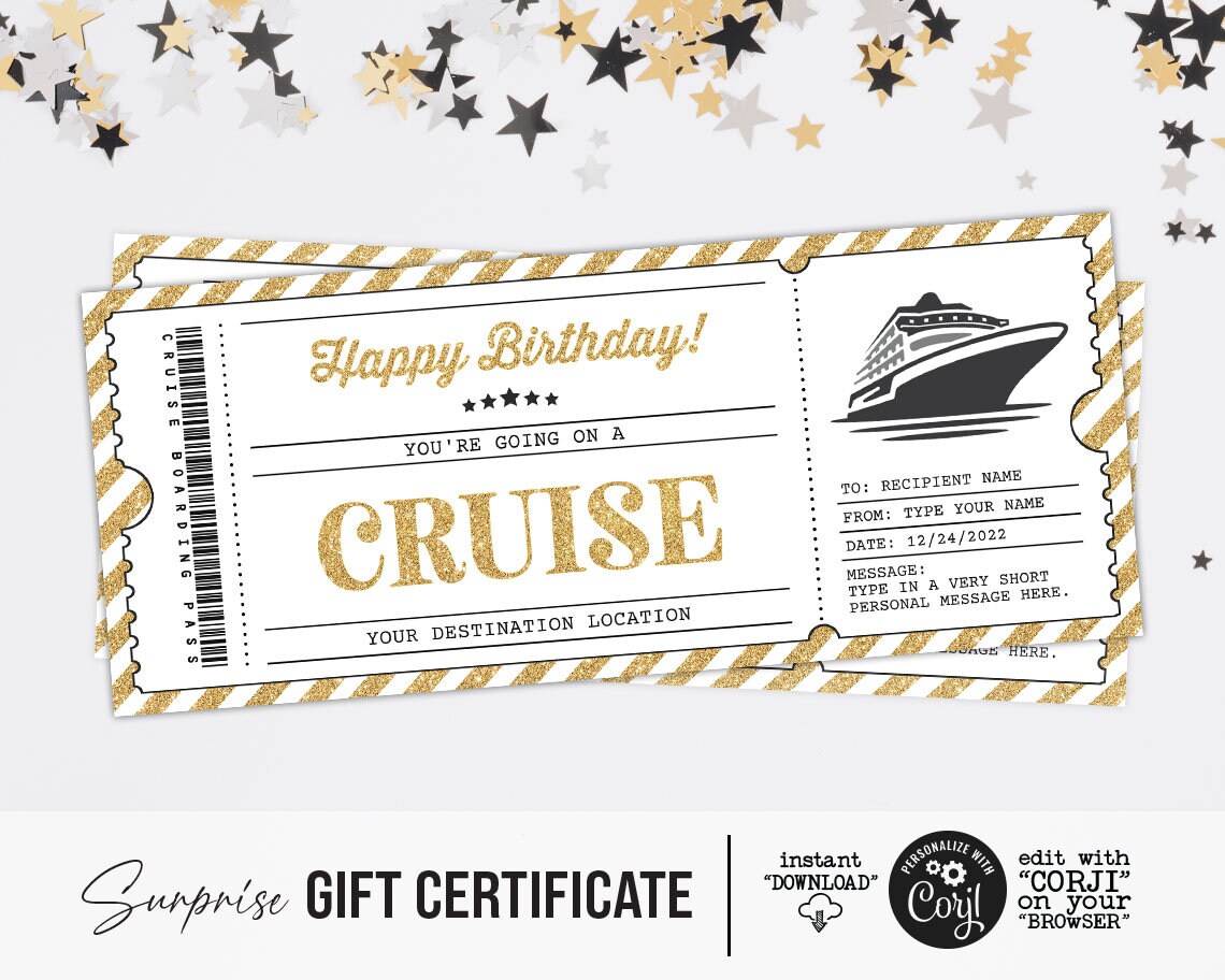 Cruise Ticket Template Boarding Pass Gift Surprise Birthday - Etsy