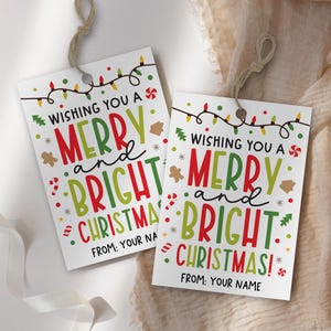 Christmas Gift Tags Printable Tags: Merry Bright Holiday Present Labels ...