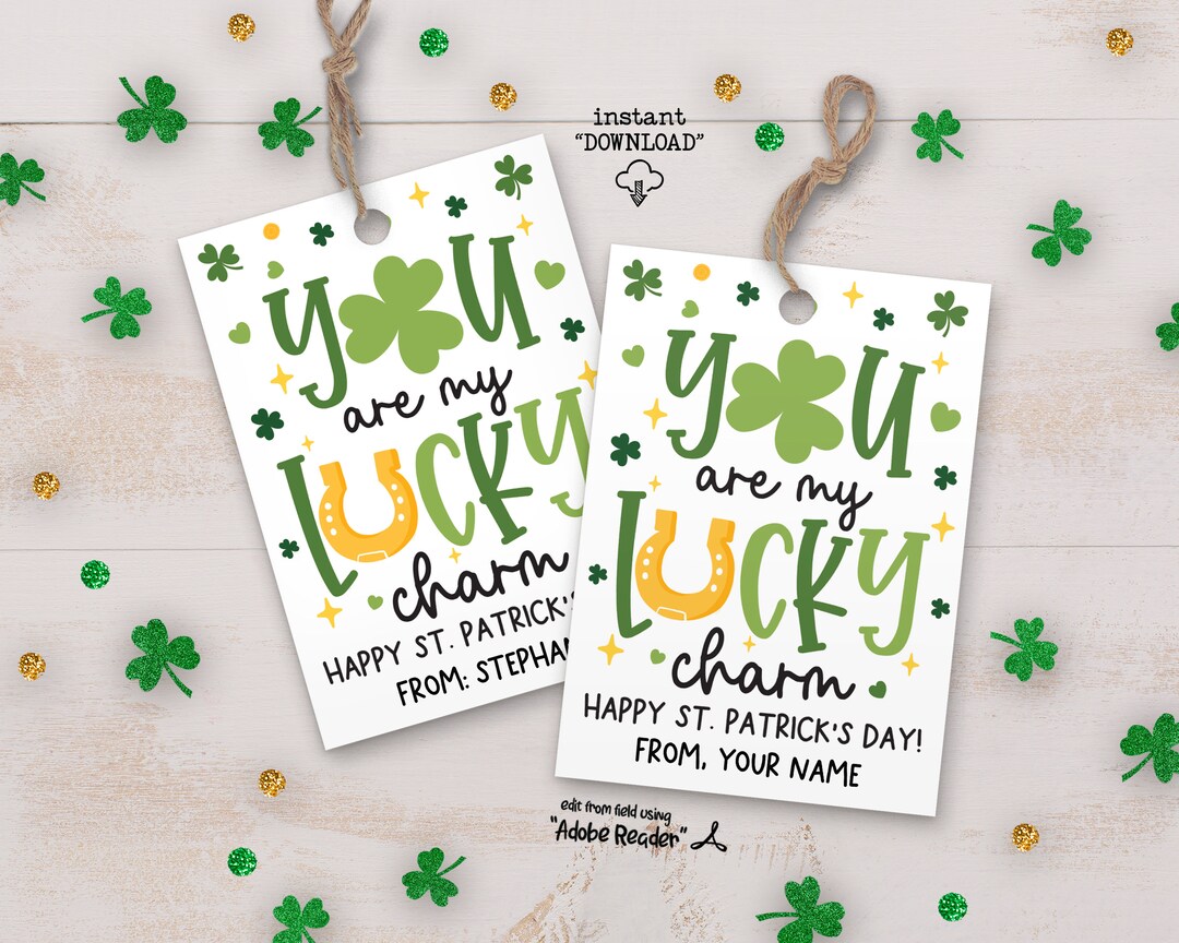 St Patricks Day Printable Gift Tags, You Are My Lucky Charm Tags, Kids ...