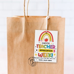 Rainbow Teacher Appreciation Tag, Teacher Appreciation Week Gift Tag ...