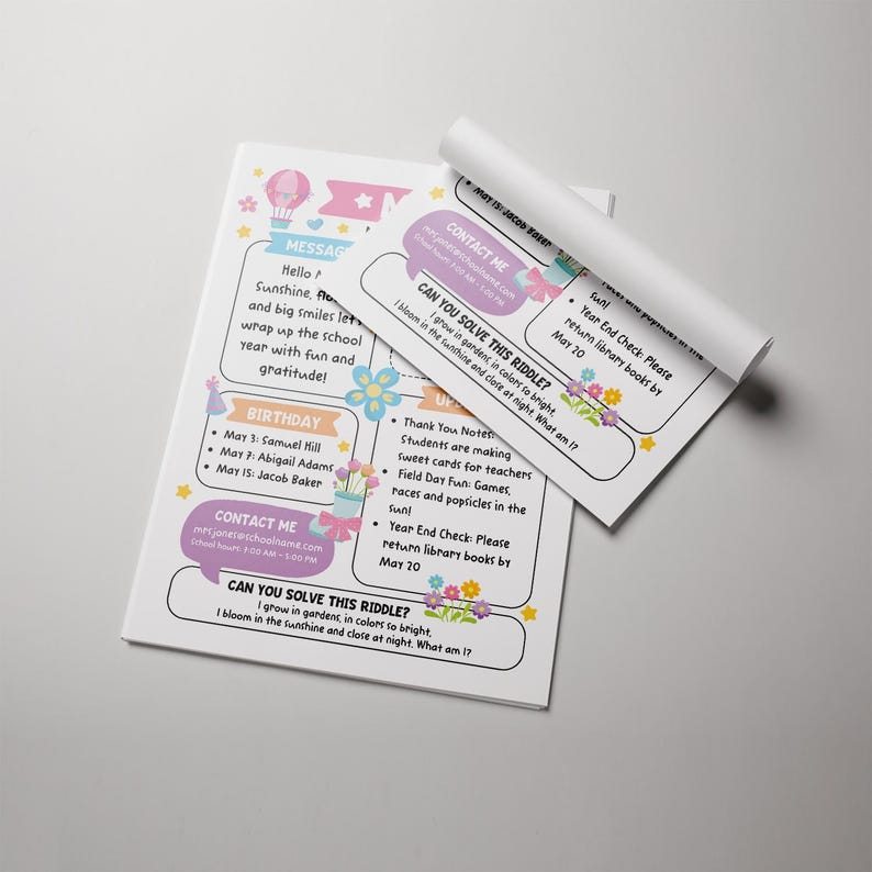 May Classroom Newsletter Template: Editable Spring Teacher Updates ...
