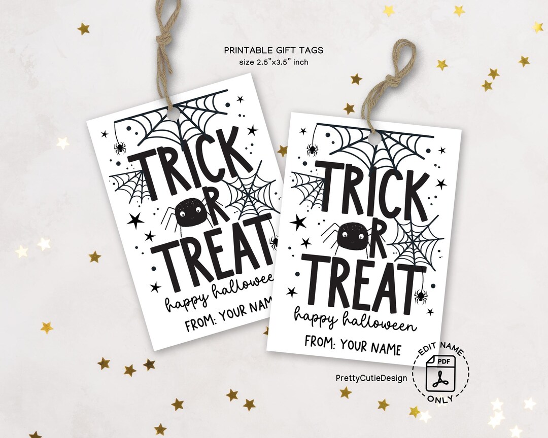 Printable Trick or Treat Tags: Spider Web Halloween Favor Tags (digital ...