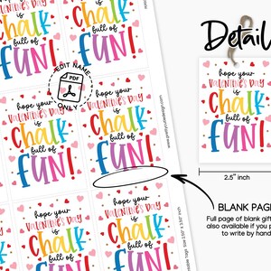 Chalk Valentine Gift Tag, Full of Fun Sidewalk Chalk Hearts, Editable ...