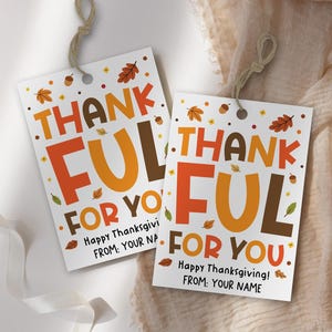 Thanksgiving Gift Tags Printable, Thankful for You Teacher and Staff ...