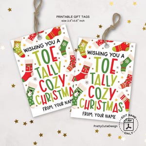 Christmas Socks Gift Tag, Wishing You a Toe-tally Cozy Christmas, Fuzzy ...
