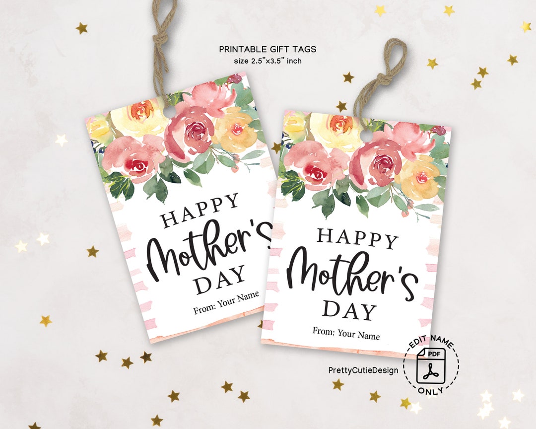 Mothers Day Gift Tags Printable, Mothers Day Flowers Tag, Mother's Day ...