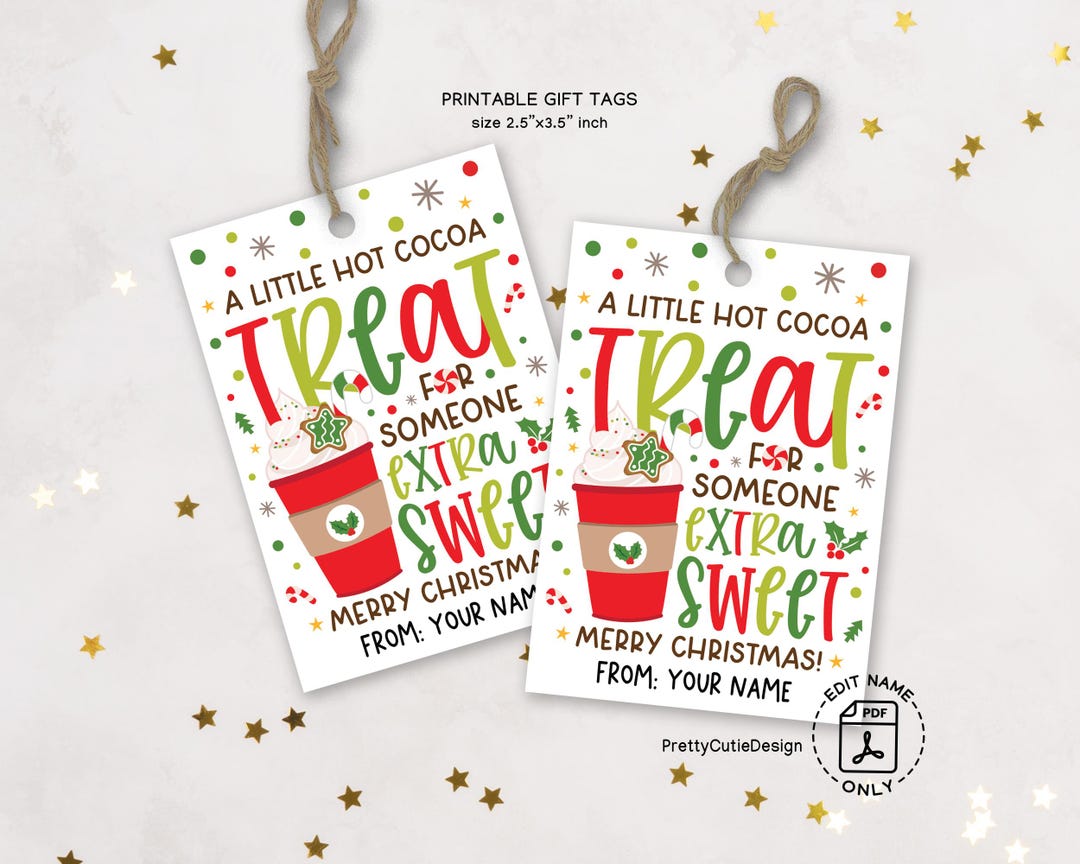 Printable Hot Chocolate Christmas Gift Tags, Hot Cocoa Treat for ...
