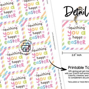 Easter Printable Gift Tags, Squishing You a Happy Easter Gift Tag ...