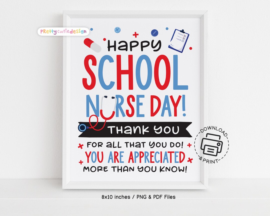 School Nurse Day Sign Printable, Nurse Appreciation Week Wall Art ...
