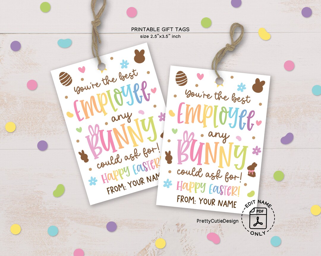 Happy Easter Printable Gift Tags, Easter Employee Thank You Tags ...