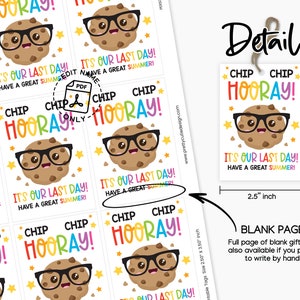 End of School Year Gift Tag, Last Day of School Gifts Tags, Chip Chip ...