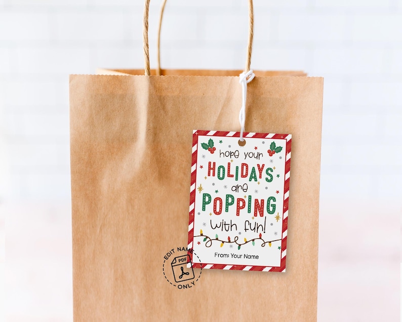 Popcorn Christmas Gift Tags, Popping With Fun Printable, Classroom ...