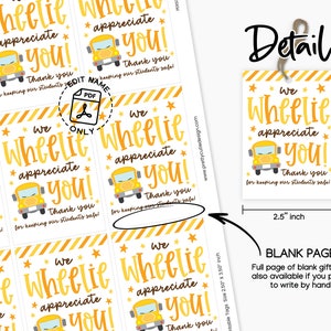 Bus Driver Appreciation Gift Tags: We Wheelie Appreciate You (printable ...